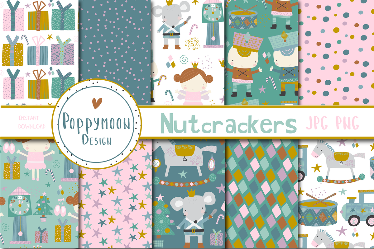 Nutcrackers paper, a Pattern Graphic by Poppymoondesign