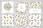 Ice Cream patterns and cards, a Pattern Graphic by redcollegiya design