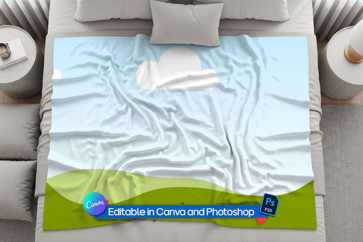 Fabric blanket mockup, an Advertising Mockup by Rami's Mockups