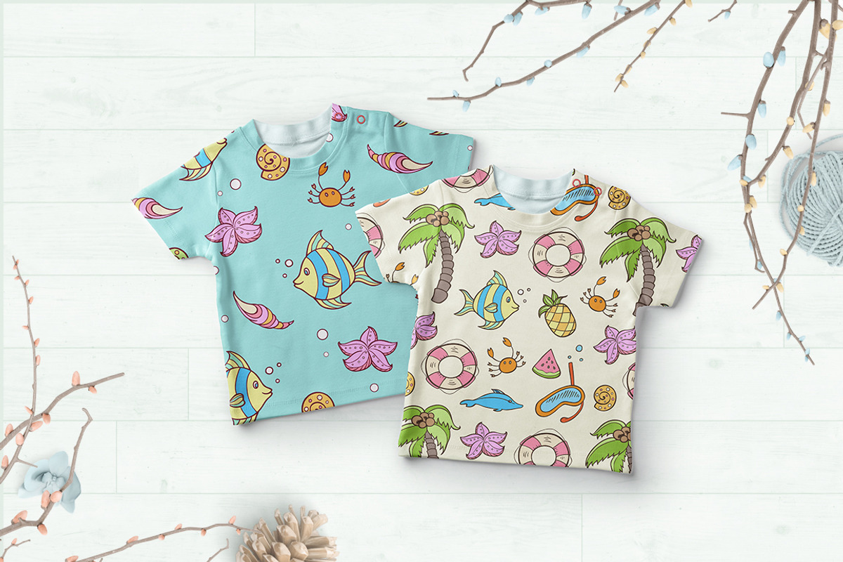 Doodle Summer Seamless Patterns, a Pattern Graphic by Artspace
