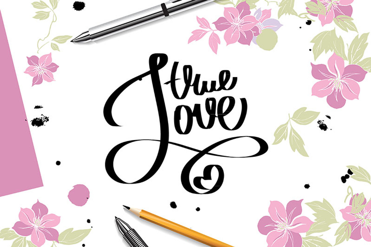 Lettering with true love, a Background Graphic by Aromeo