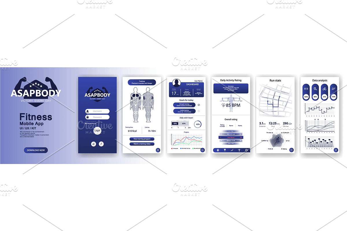 Fitness Mobile Apps Mock Up, an Android Mockup by SergeyBitos