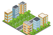 Suburb buildings illustration, a Decorative Illustration by Macrovector