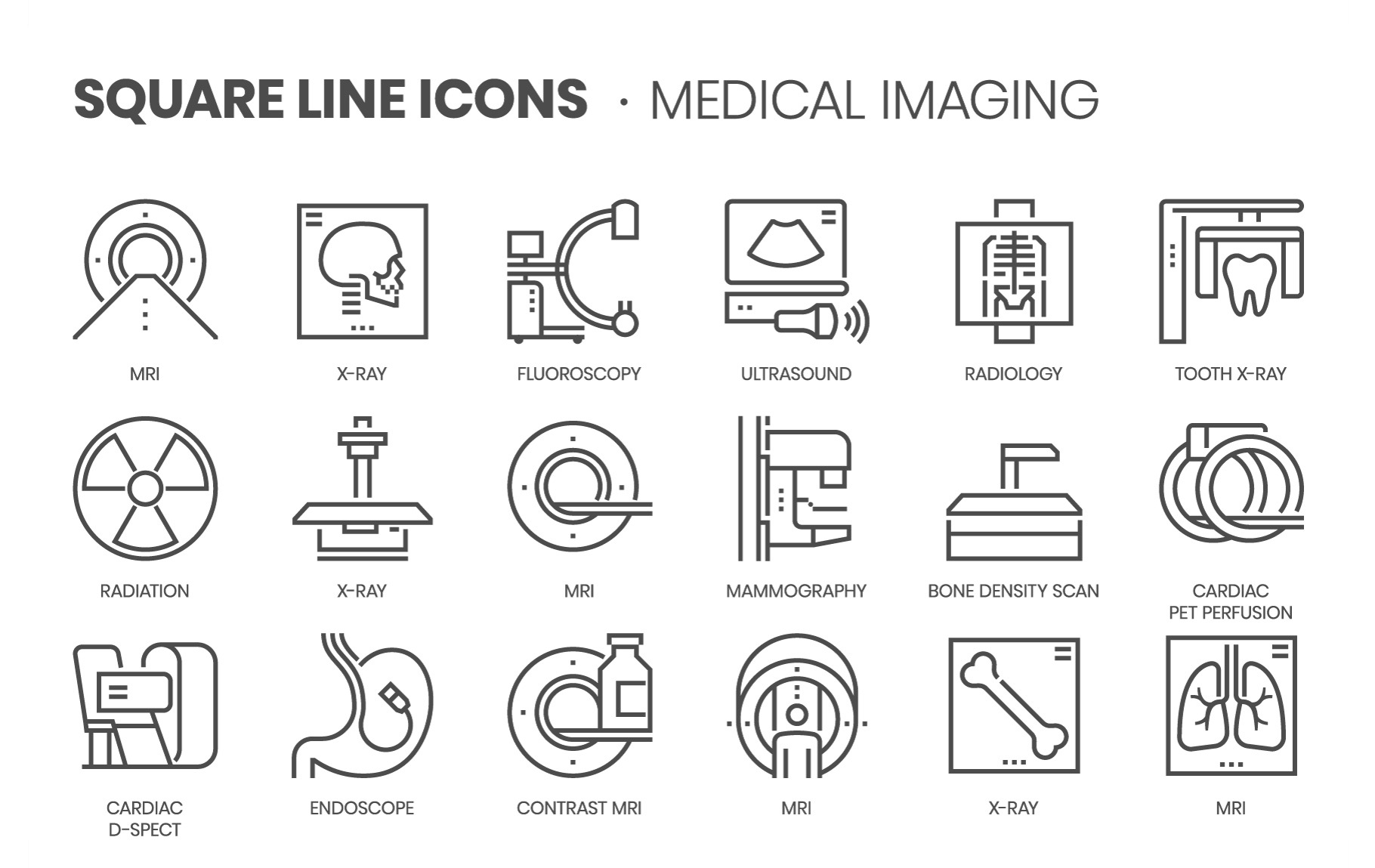 Medical Imaging, Square Line Icons, an Outline Icon by Howcolour