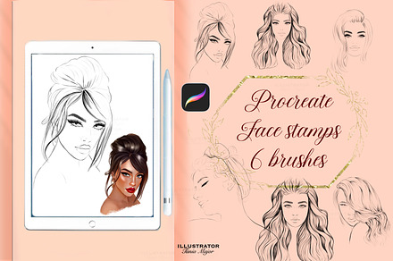 Procreate hair stamps | Brushes ~ Creative Market