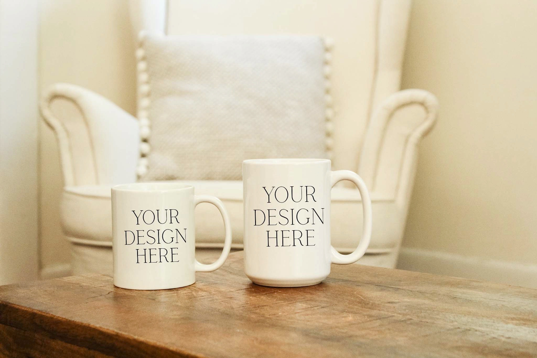 11 & 15 oz Mug Mockup in Living Room | Product Mockups ~ Creative Market