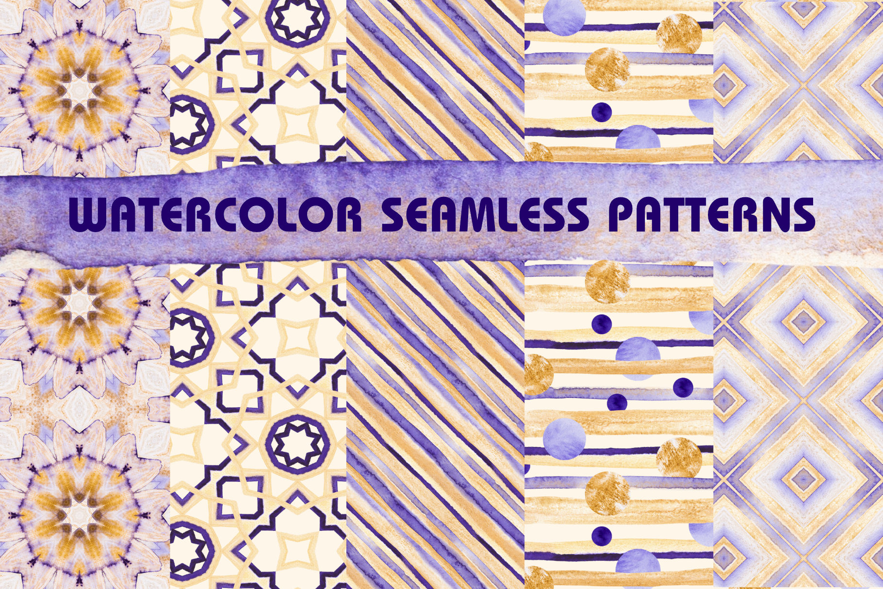 Watercolor seamless patterns, a Pattern Graphic by Wild Rose