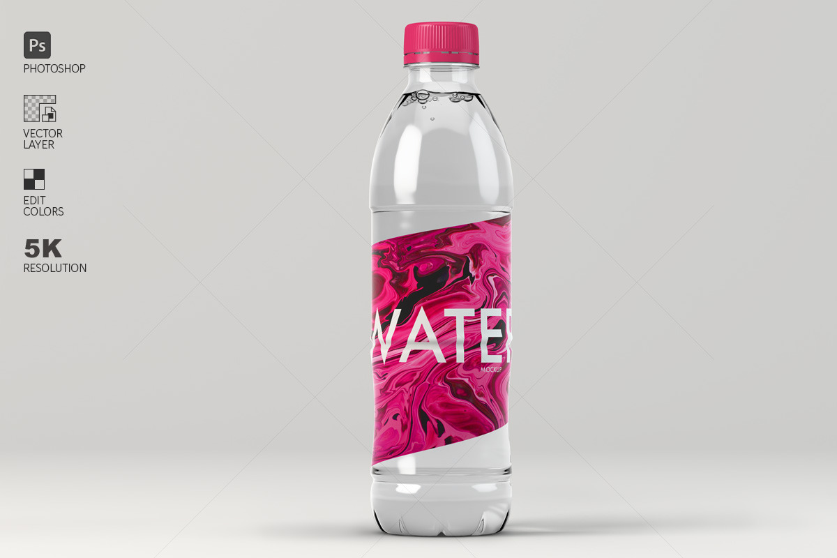 Modern Water Bottle Mockup, a Packaging Mockup by LESZ Design
