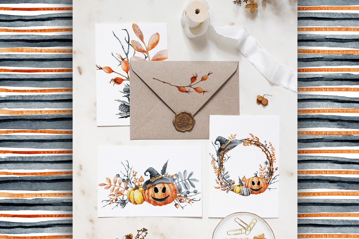 Happy Halloween watercolor clipart