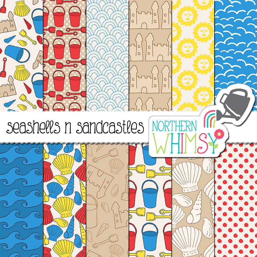 Beach Patterns: Sandcastles & Shells, a Pattern Graphic by Northern ...