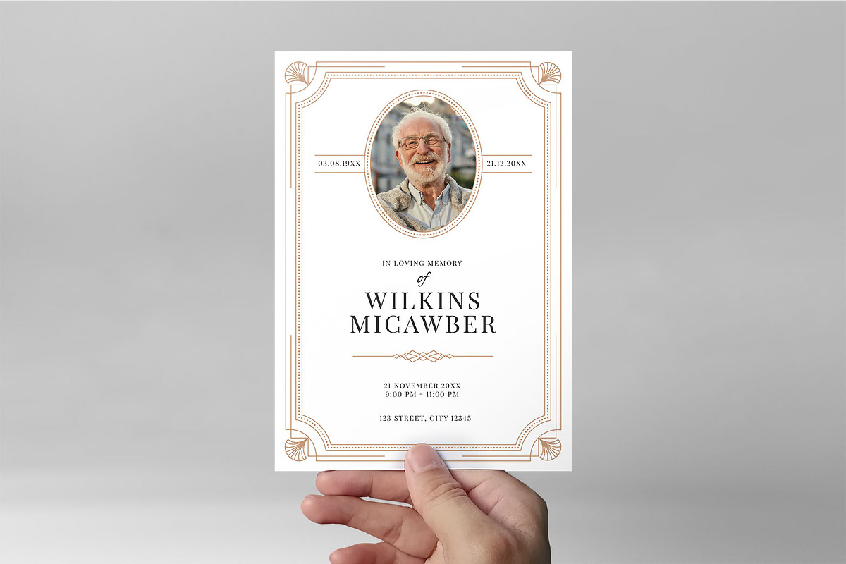 Funeral Program with Deco Border, a Flyer Template by BrandPacks