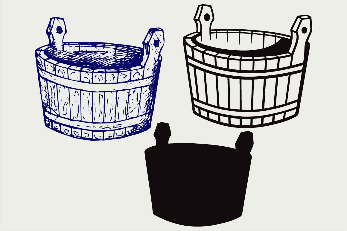Wooden bucket SVG, an Icon by LineworkStock
