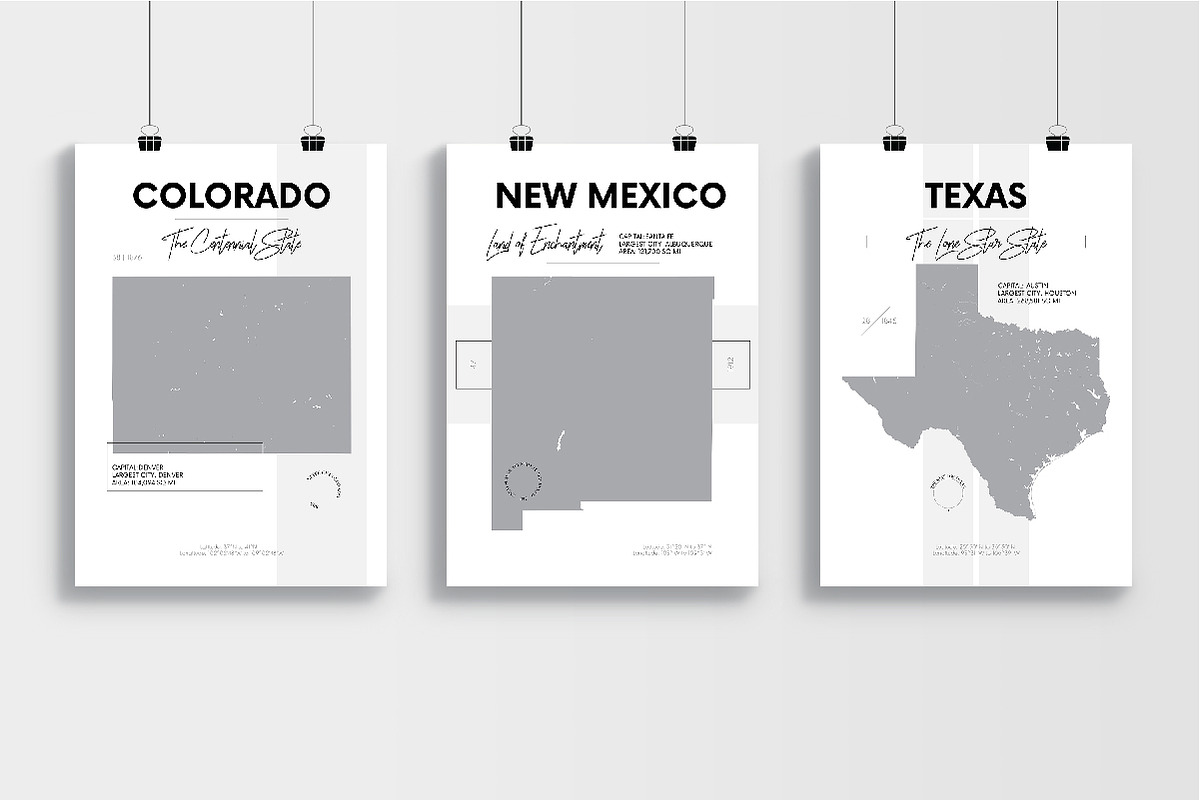 U.S. State Maps | Poster set 2, an Illustration by MaximGertsen