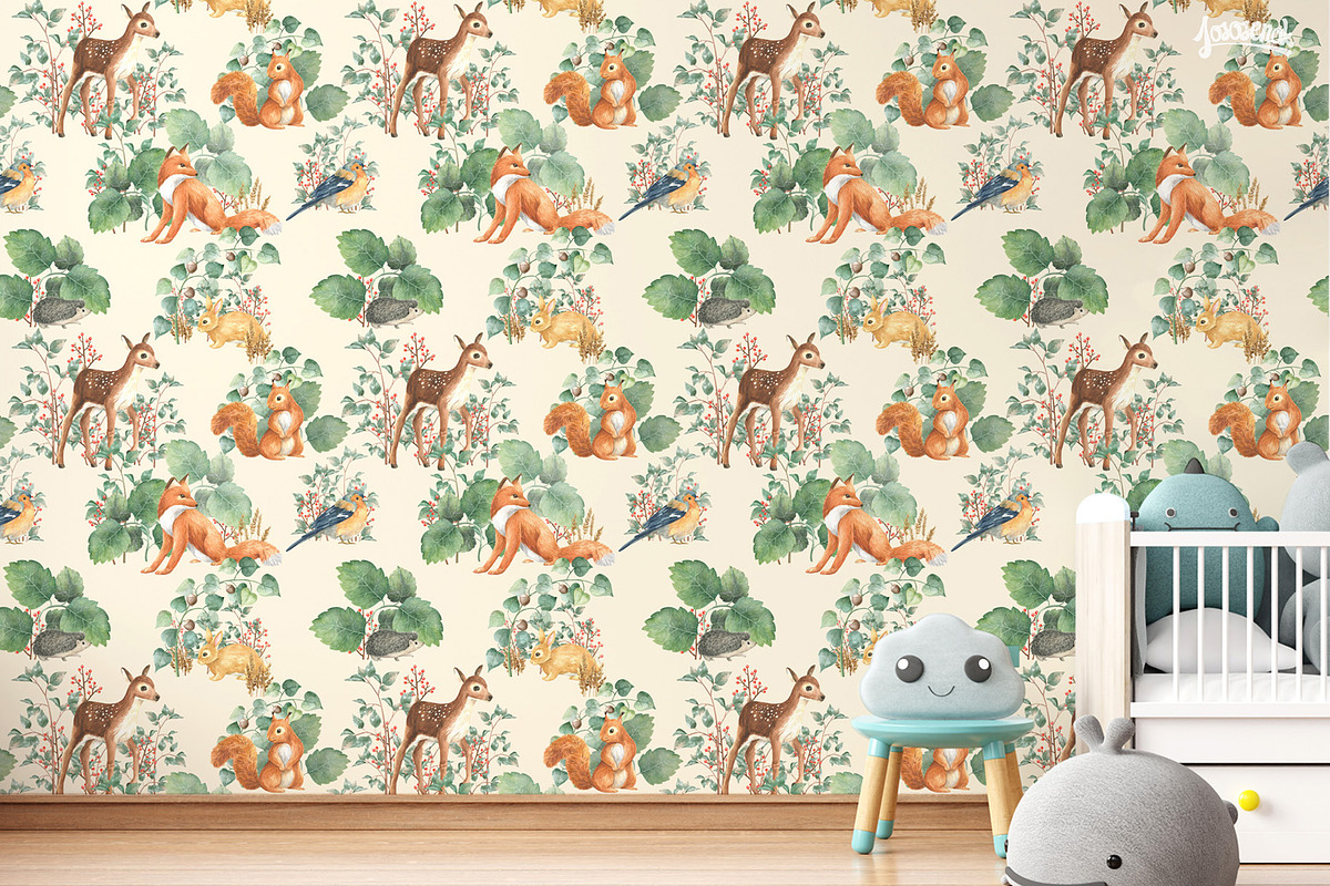 Woodland pattern, a Pattern Graphic by Lososenok