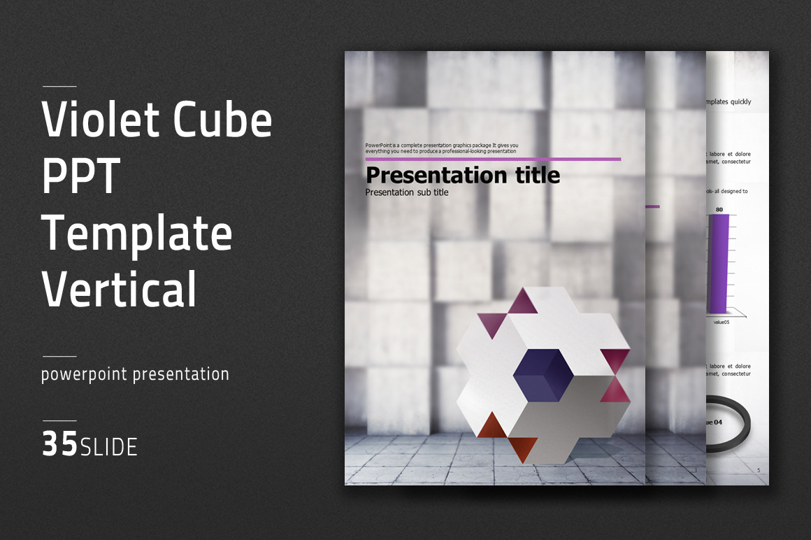 Violet Cube PPT Template Vertical, a Presentation Template by GoodPello