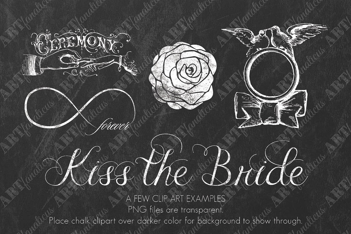 WEDDING CHALK CLIP ART, an Illustration by Artfanaticus