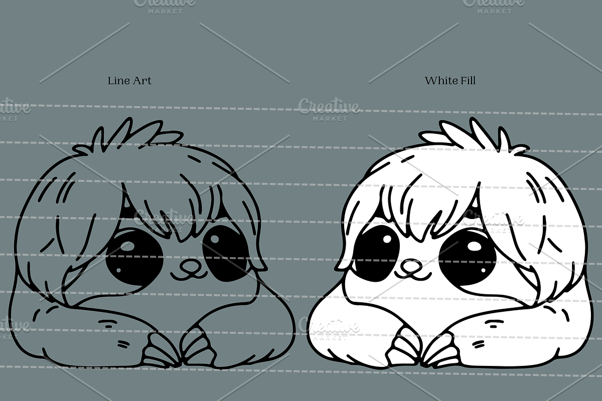 Sloth Digital Stamps PNG and Vector, an Animal Illustration by Little ...
