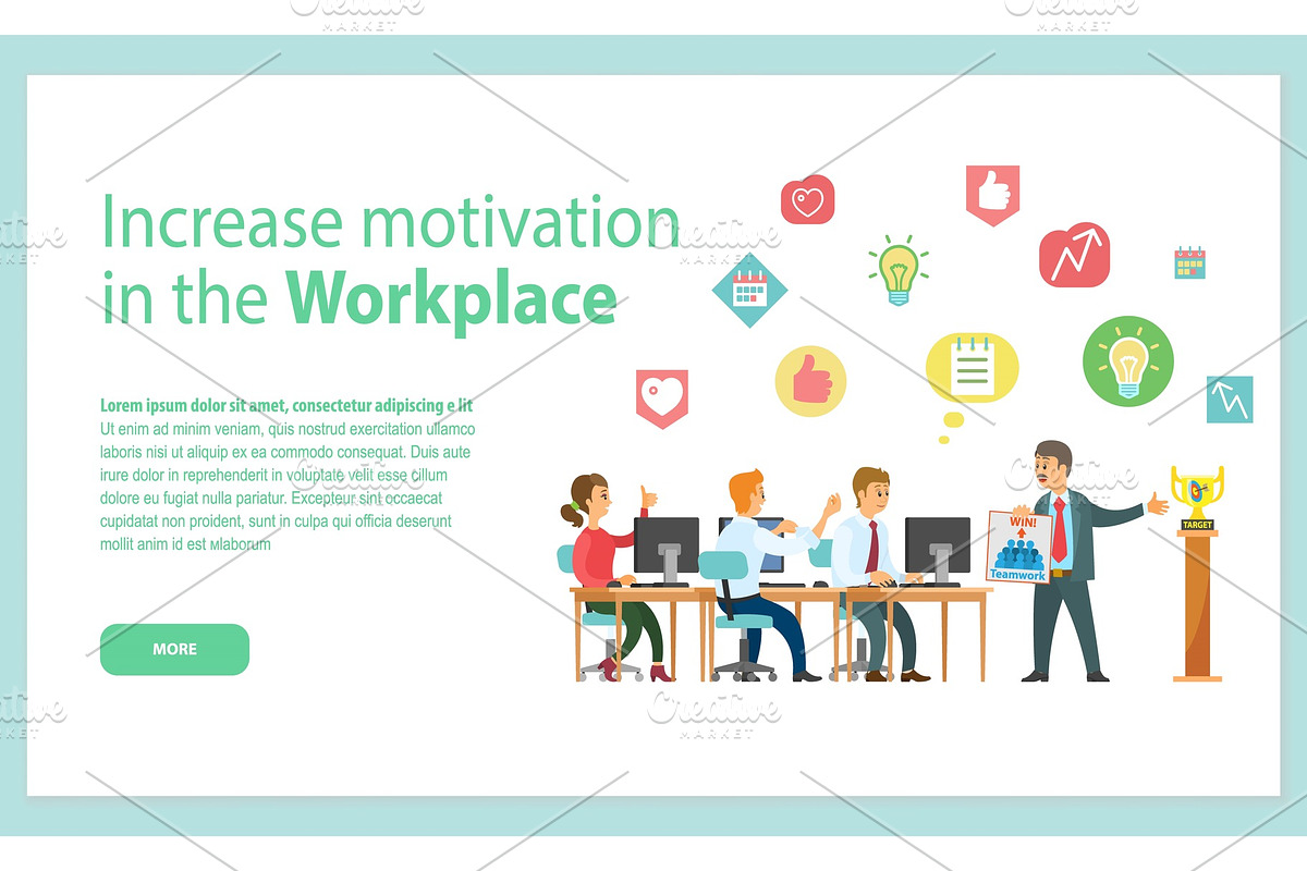 Increase Motivation in Workplace Web, a Person Illustration by robuart