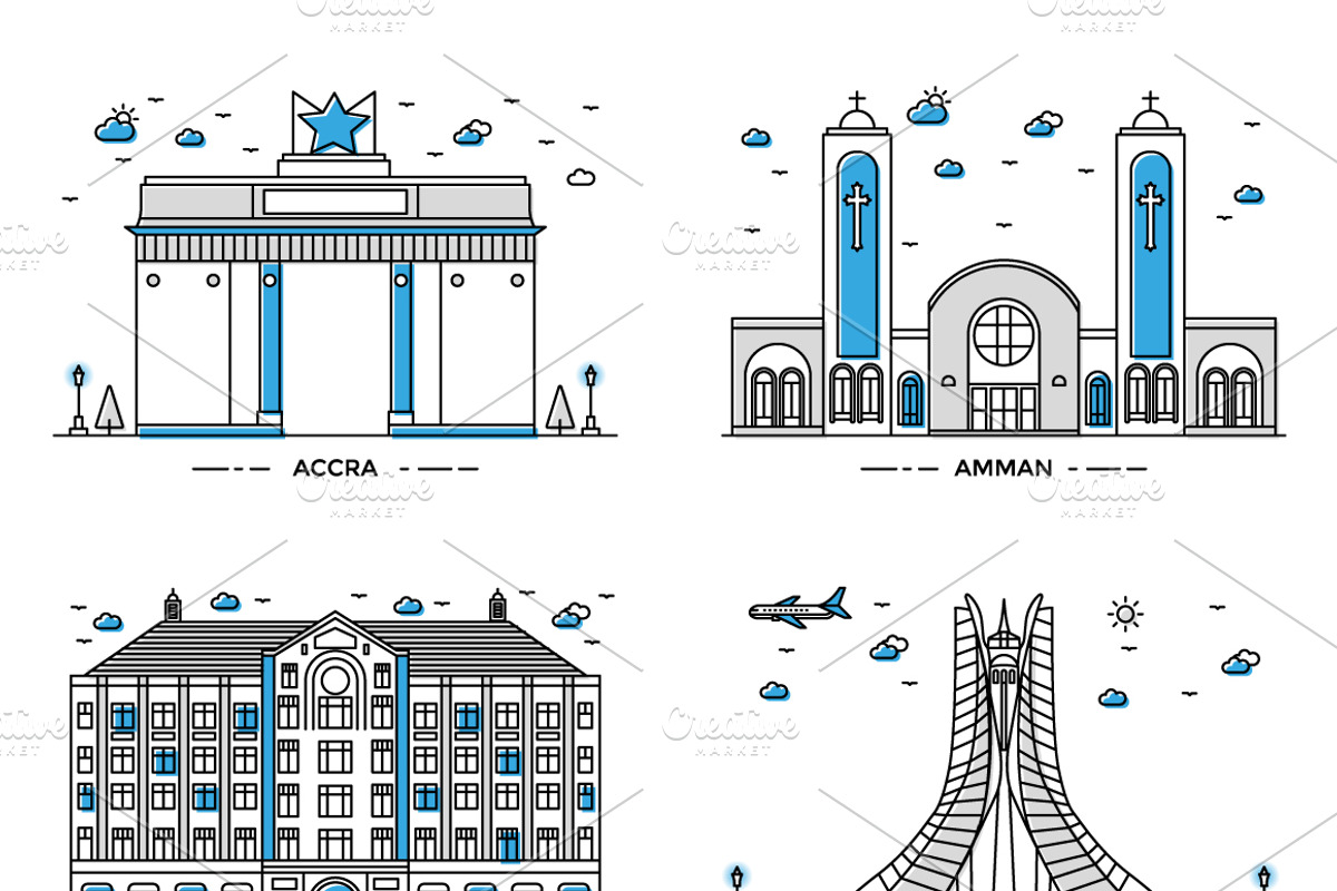 170 Color Landmarks lllustration, an Outline Icon by Dinosoftlabs
