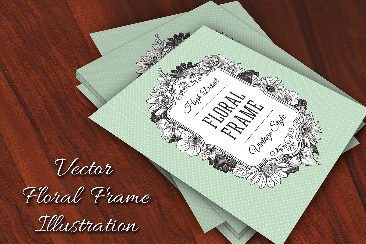 Vector Vintage Flower Label, a Decorative Illustration by Pingebat
