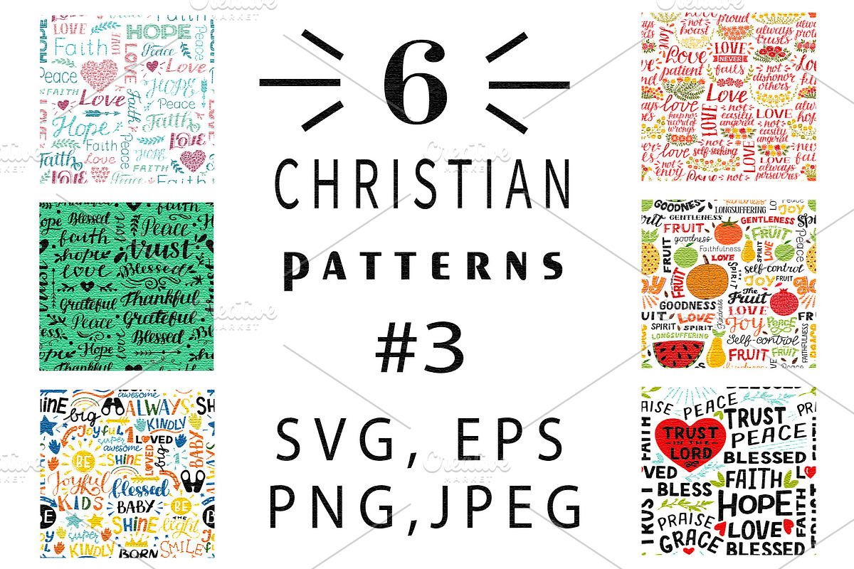 6 CHRISTIAN PATTERNS #3, a Pattern Graphic by Ola-la-la