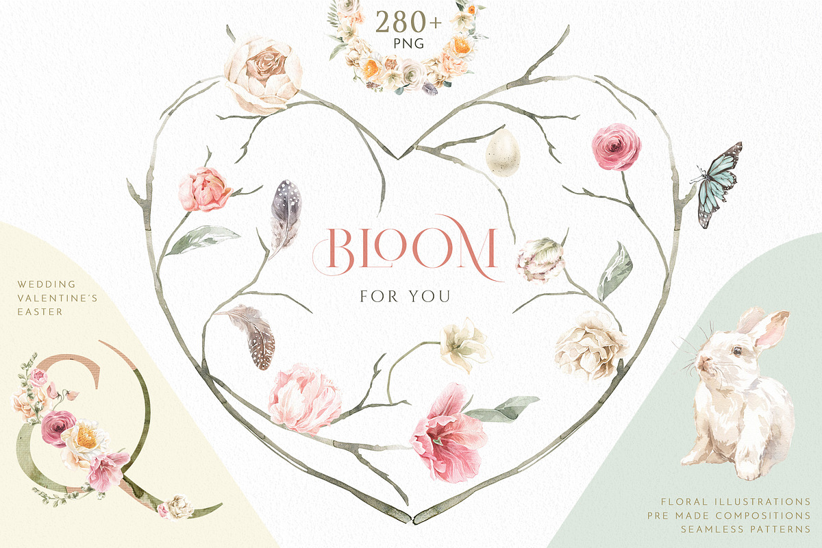 Spring Watercolor floral bundle