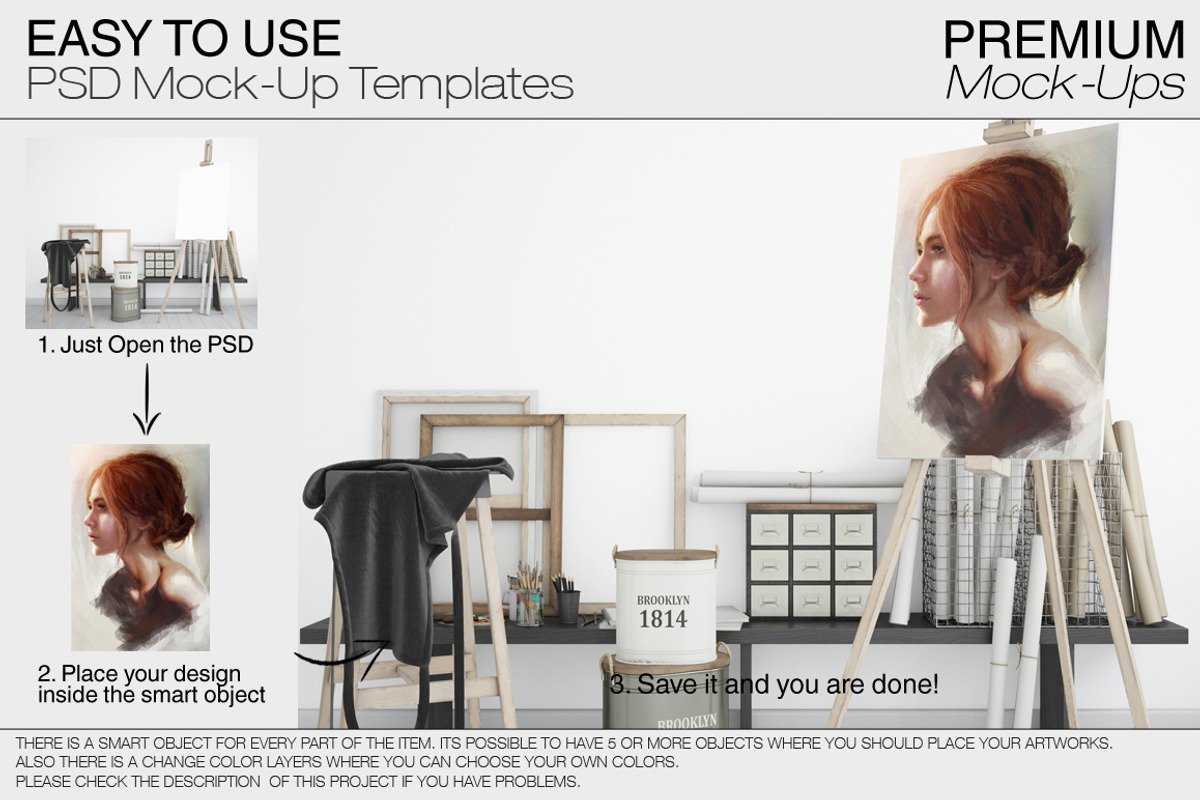 Easel Stand with Canvas, a Print Template by mock-ups