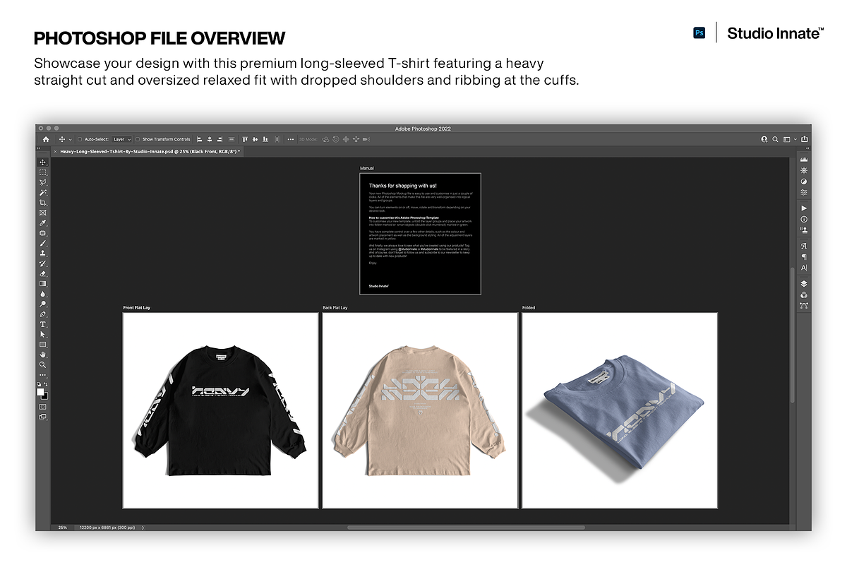 Premium Long-Sleeved Mockup, a Shirt Mockup by Studio Innate