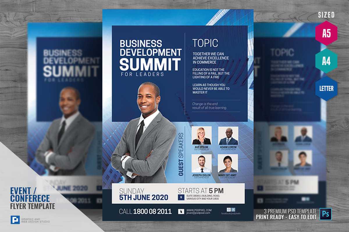 Annual Business Convention Flyer, a Flyer Template by PSDPixel