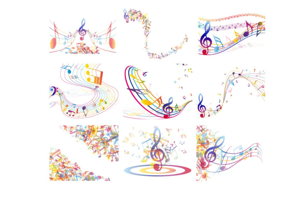 Multicolor musical notes set, an Illustration by Pavel Vectors