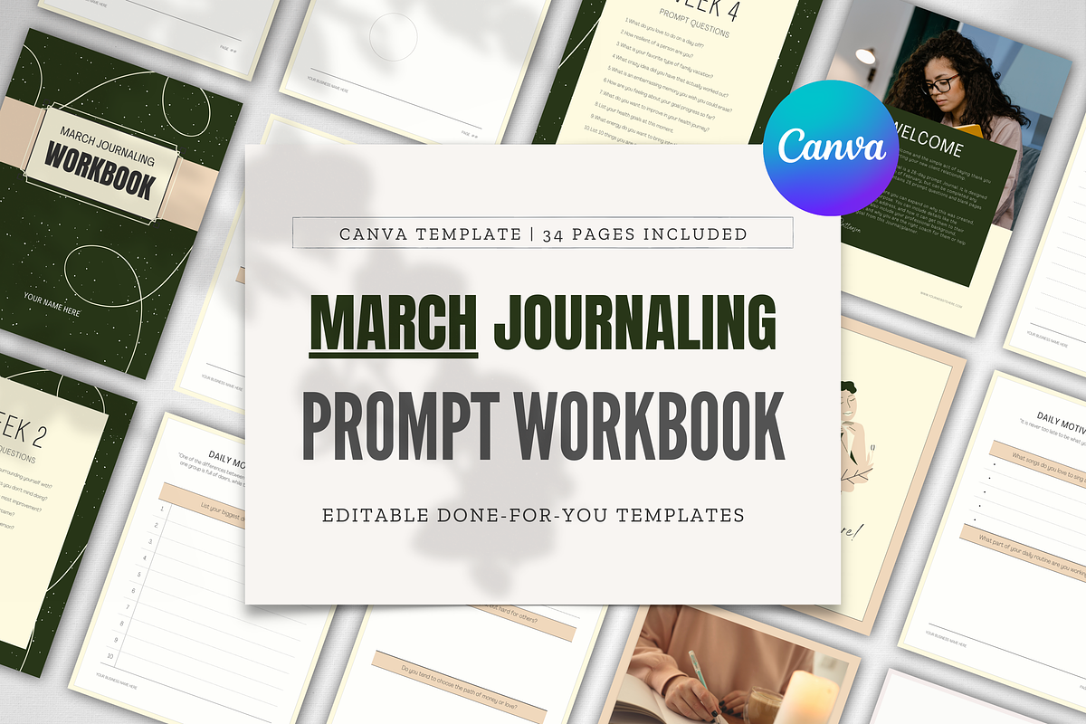 Prompt Journaling Workbook | Canva, a Magazine Template by Designs by ...