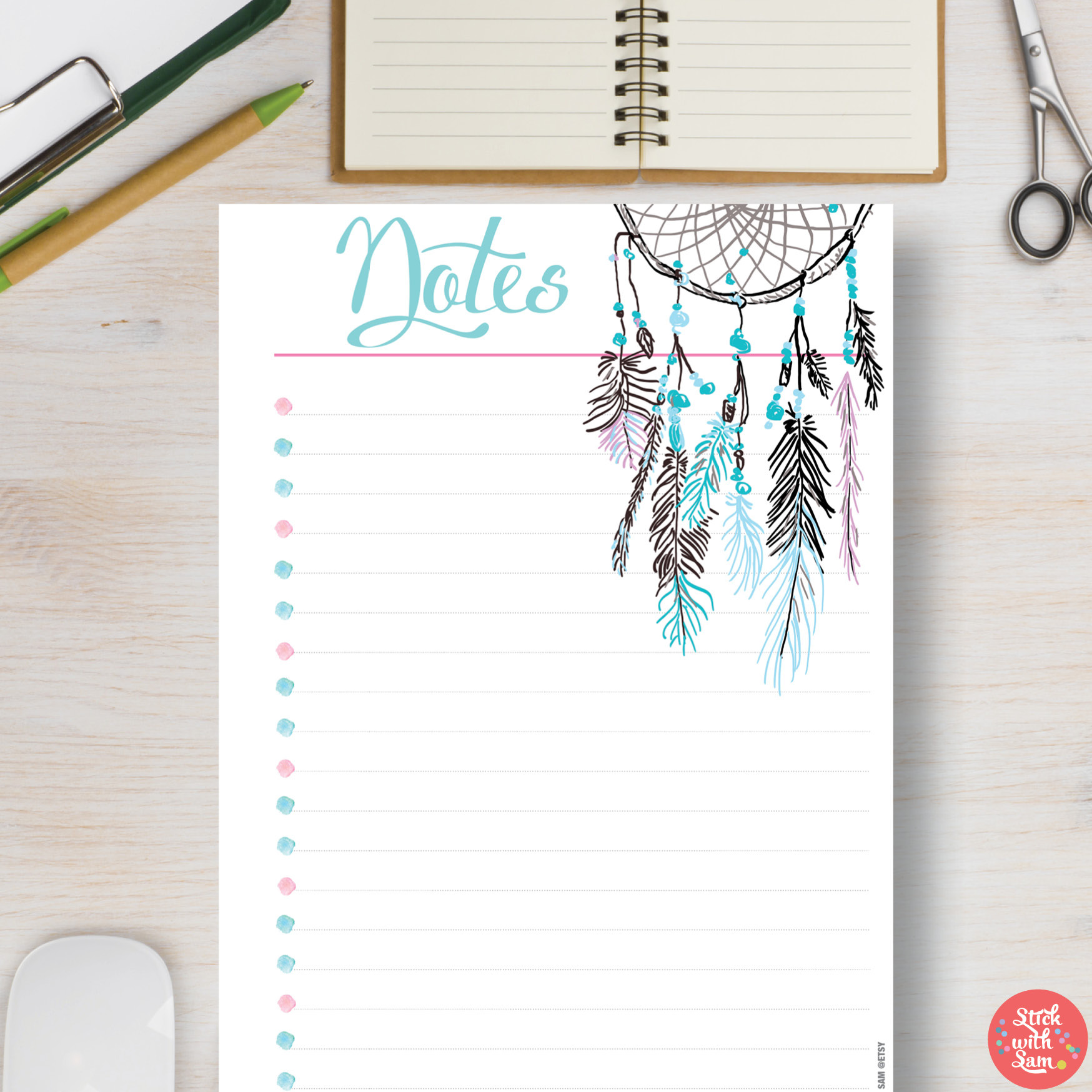 Printable Planner - Notes Page, a Stationery Template by Stick with Sam
