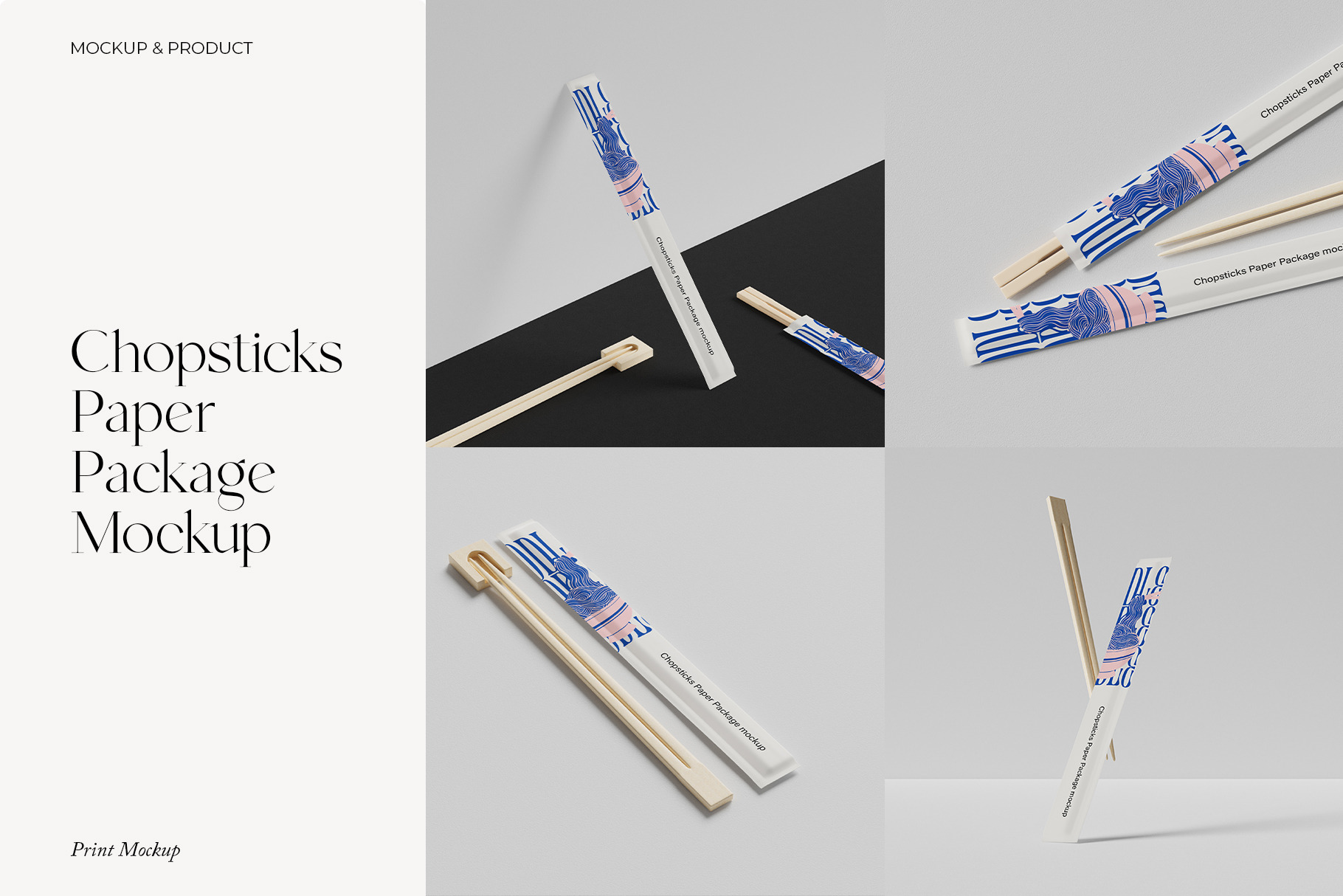 Chopsticks Paper Package Mockup, a Packaging Mockup by Momogi
