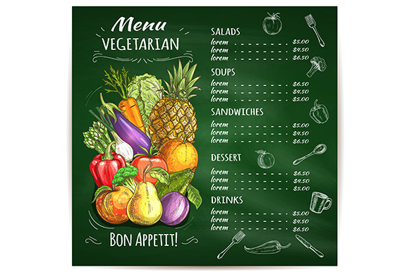 Vegetarian food restaurant menu | Background Graphics ~ Creative Market