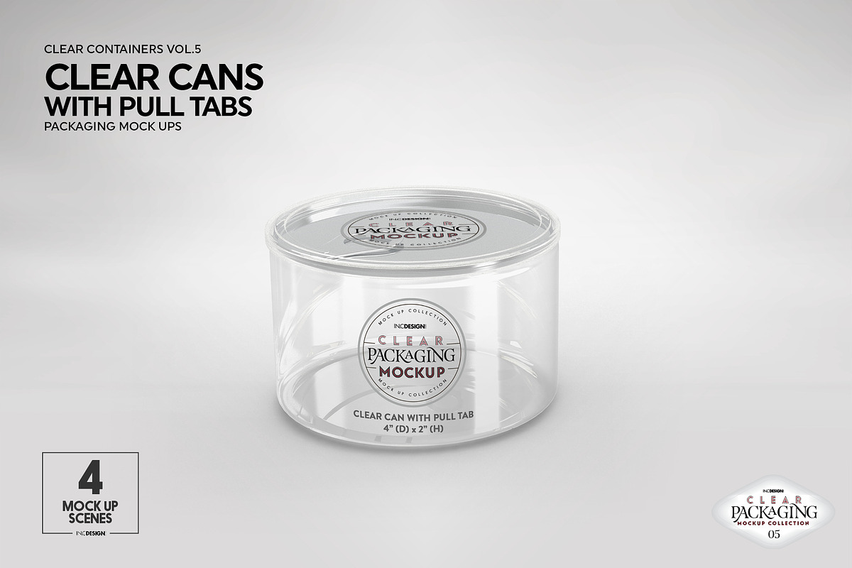 Clear Cans with Pull Tabs Mockup, a Packaging Mockup by INCDesign