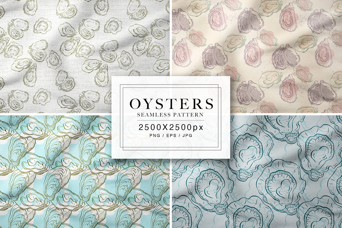 Oysters Seamless Patterns, a Pattern Graphic by Samira
