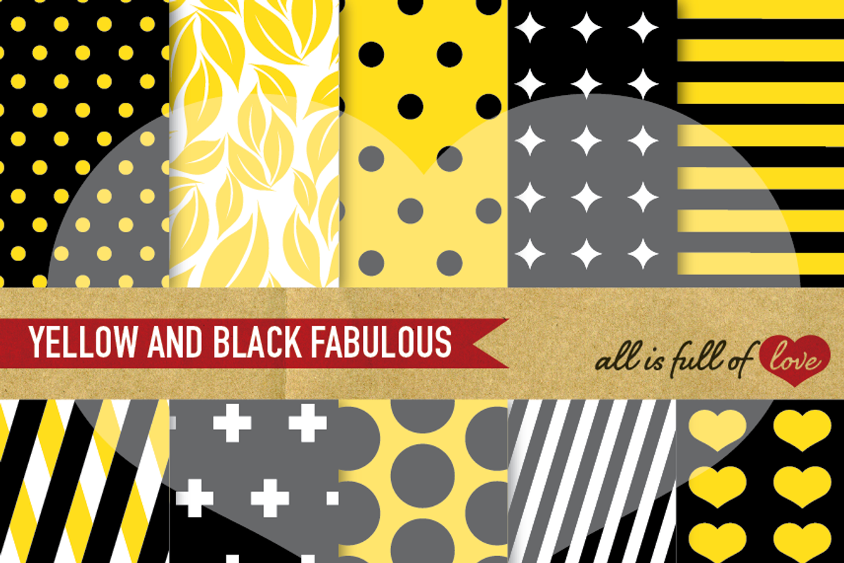 Yellow and Black Scrapbook Patterns, a Pattern Graphic by All is full ...
