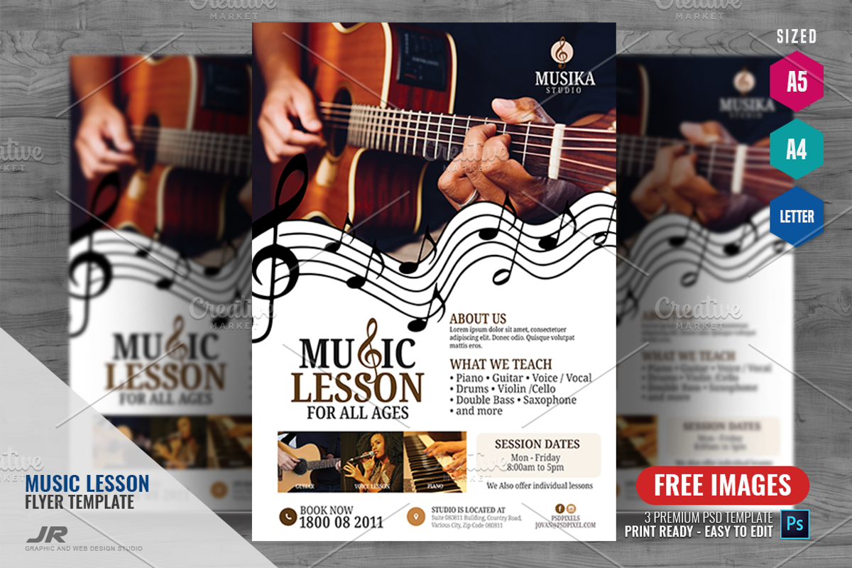 Music Tutorial Services Flyer, a Flyer Template by PSDPixel