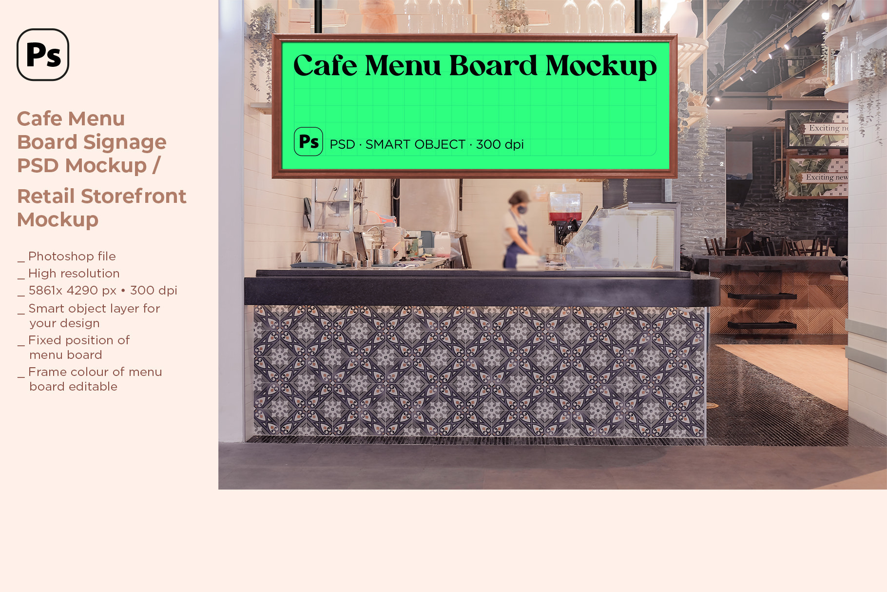 Cafe Menu Board Signage PSD Mockup