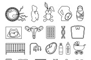 Pregnancy line icons, an Outline Icon by Microvector