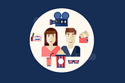 Set of cinema flat icons, an Illustration by Podis