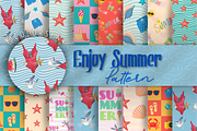 Enjoy Summer Patterns Papers Bundle, a Pattern Graphic by Colorsfav