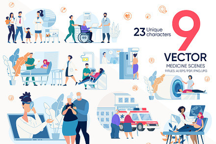 Medicine Vector Scenes, a Healthcare Illustration by Tera Vector