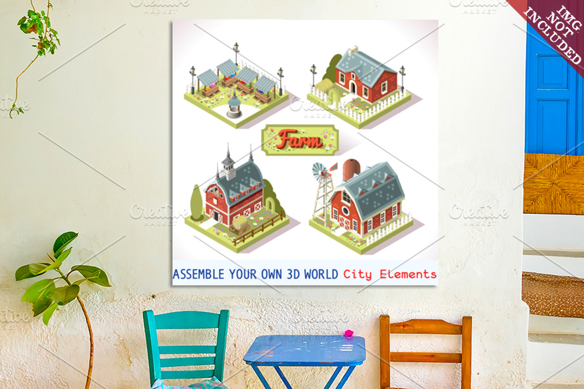 Farm Tiles City Map Isometric, an Illustration by Aurielaki Stock Images