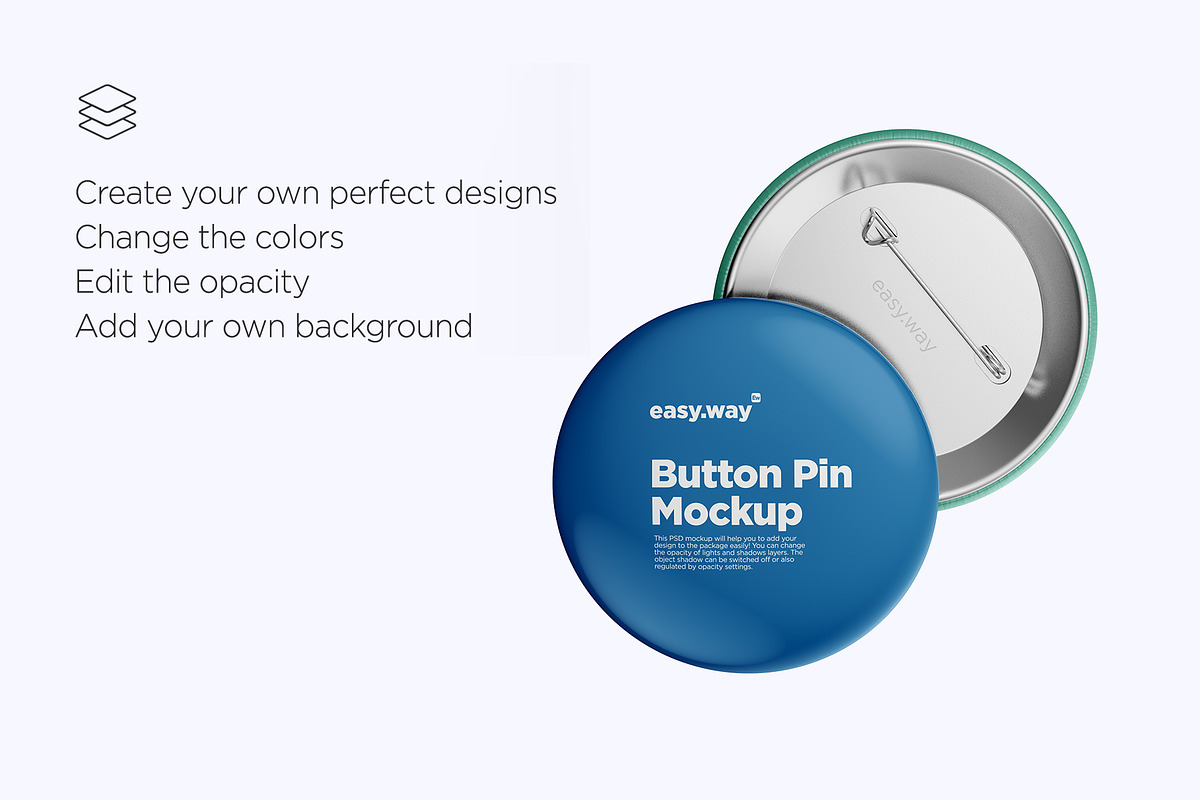 Button Pins PSD Mockup, a Mockup by easy.way