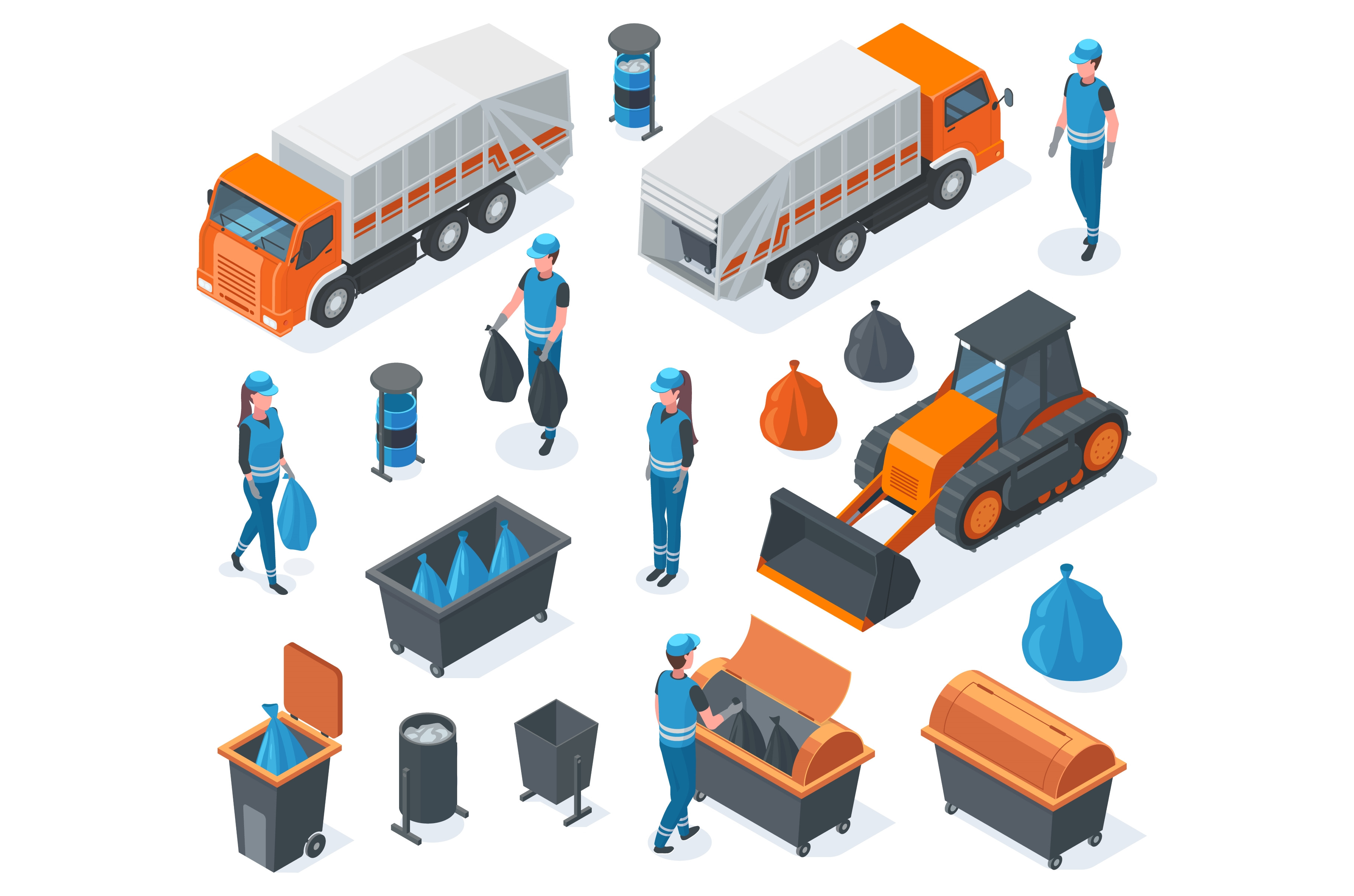 Isometric 3d garbage landfill, a Background Graphic by winwin.art