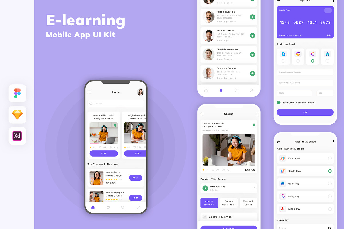 E-learning Mobile App UI Kit, an UI Kit Template by uicube