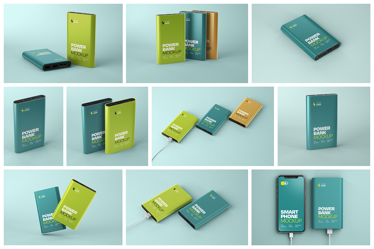 Glossy Power Bank Mockup Set, a Product Mockup by Deeplab