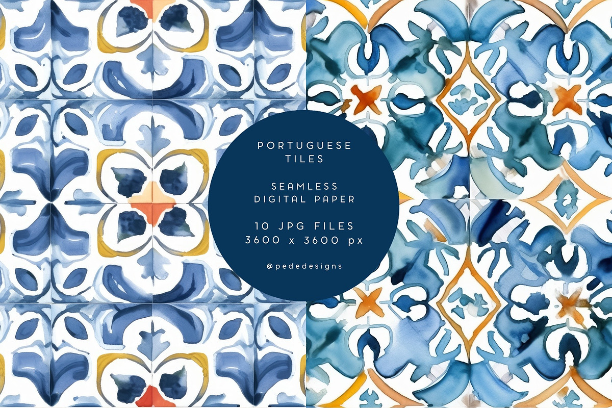 Blue Portuguese Tiles, a Pattern Graphic by PeDe Designs