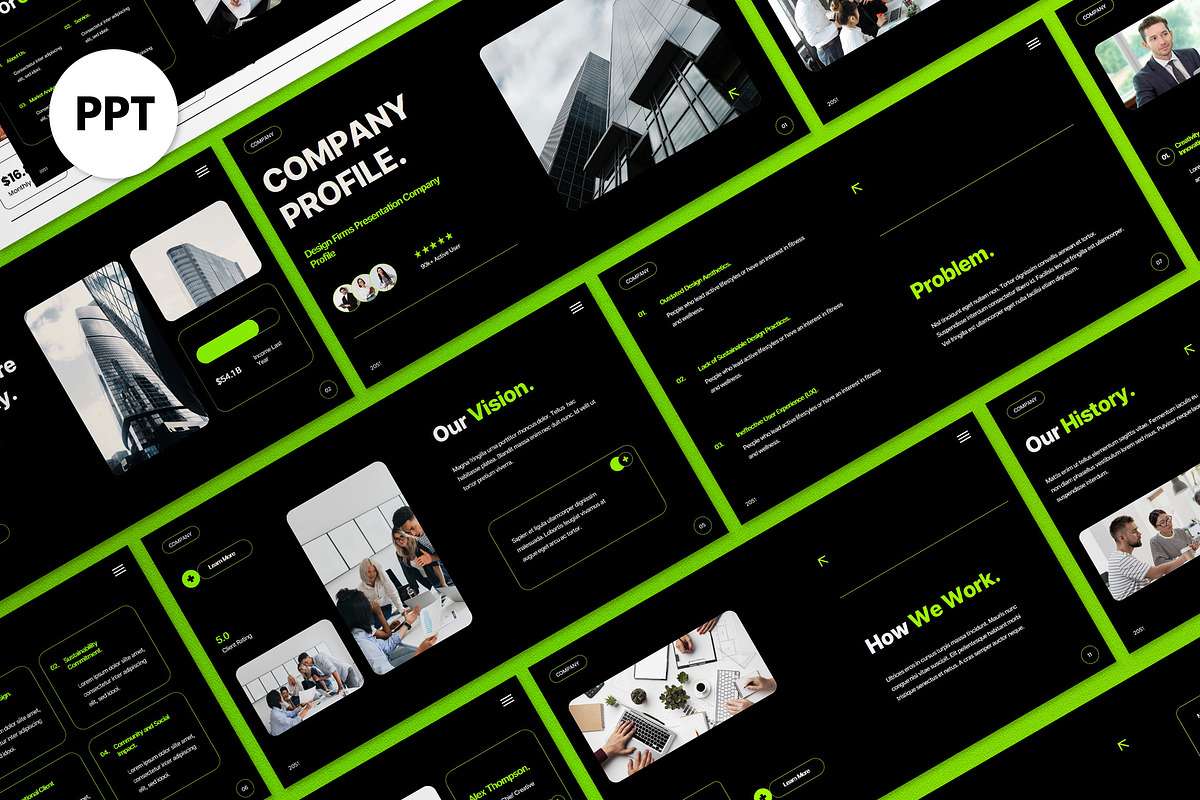 Company Profile Presentation PPT, a Presentation Template by graphicook